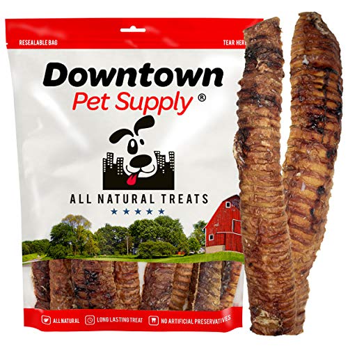 Downtown Pet Supply - Beef Trachea Dog Treats - Bully Sticks Alternative - Dog Dental Treats & Rawhide-Free Dog Chews - Glucosamine, Chondroitin, Protein, Vitamins & Minerals - 6in - 6Ct