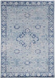 honora arcadia blue/ivory 5' x 7' flat no pile area rug by linon