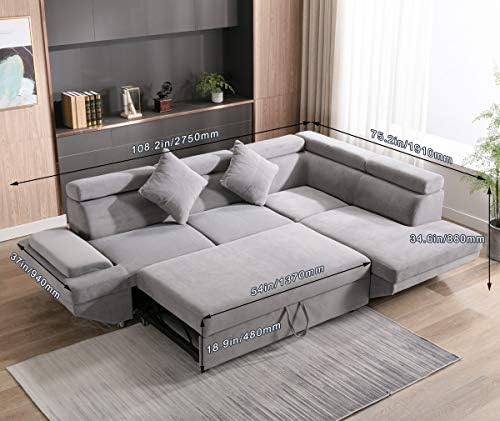 Sofa Bed Sectional Sofa Futon Sofa Bed Sleeper Sofa for Living Room Furniture Set Modern Sofa Set Corner Sofa Upholstered Contemporary Fabric