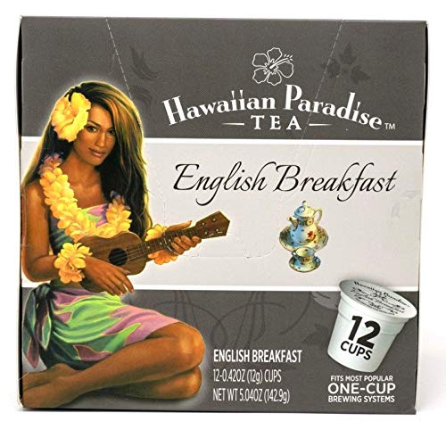 Hawaiian Paradise Tea (English Breakfast) Single Serve Cups 12 Count - Sustainably Produced in Hawaii, USA - Compatible with Keurig K-Cup Brewers