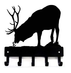 the metal peddler elk bull key rack hanger - small 6 inch wide - made in usa; wall mount