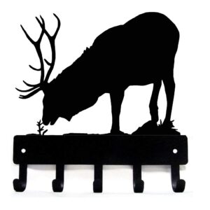 The Metal Peddler Elk Bull Key Rack Hanger - Small 6 inch Wide - Made in USA; Wall Mount