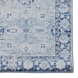 Honora Arcadia Blue/Ivory 5' x 7' Flat No Pile Area Rug by Linon