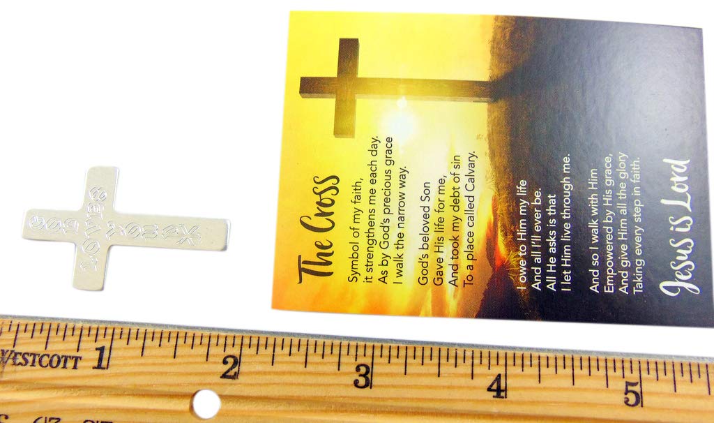 Westmon Works God Loves You Metal Pocket Cross with Holy Card Gift Set, 10 of Each