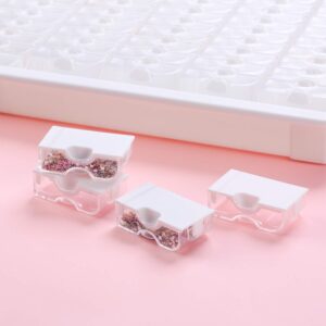 Diamond Bead Storage System, 78 Pcs Removable Clear Plastic Painting Drill Organizer with Snap Shut Lid for Nail Art Rhinestone Jewelry DIY Diamond Cross Stitch Tools and Other Small Items (White)