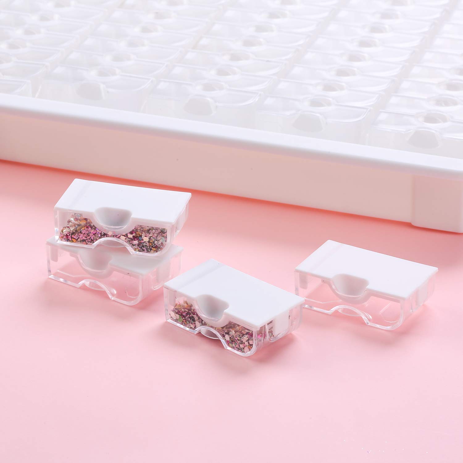 Diamond Bead Storage System, 78 Pcs Removable Clear Plastic Painting Drill Organizer with Snap Shut Lid for Nail Art Rhinestone Jewelry DIY Diamond Cross Stitch Tools and Other Small Items (White)