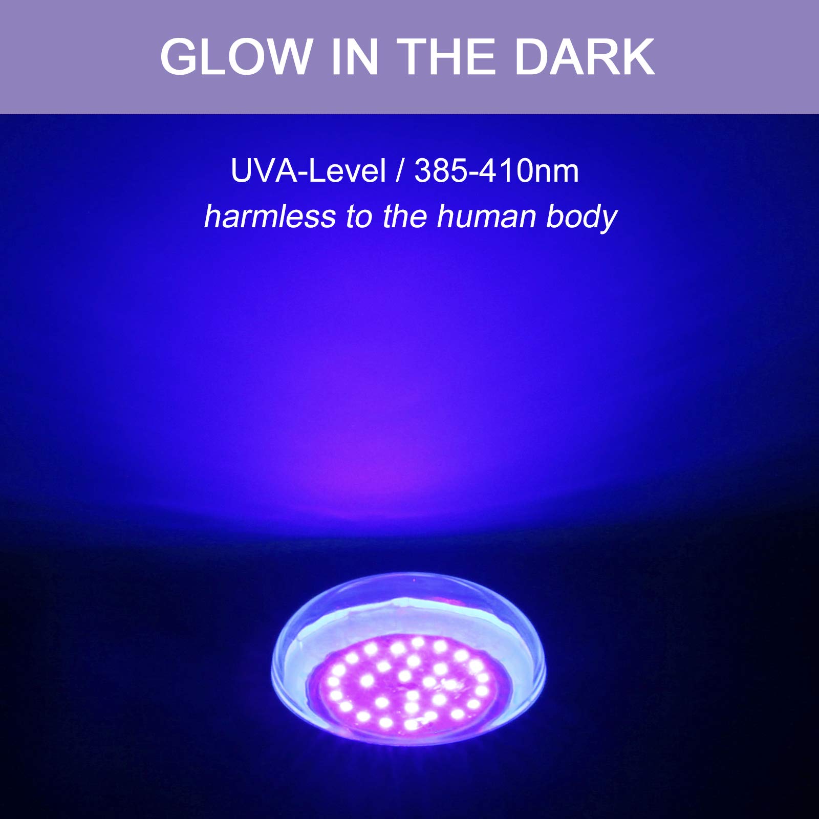 GREENIC LED UV Black Light Bulbs 15W(100w Equivalent) BR30 E26 Medium Base, UVA Level, 385-410nm, Glow-in-The-Dark UV Blacklight for Body Paints, Fluorescent Posters, Wedding Party(2 Pack)