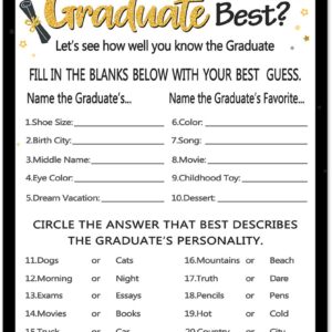 Yangmics Direct Who Knows the Graduates Best - Grad Graduation Party Game 2024 Party Supplies Decoration- 30 Cards