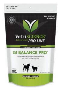 vetriscience gi balance pro - gut & immune health support supplement for cats & dogs - probiotic pet supplement aids digestive comfort - gastrointestinal support formula for cats & dogs - 60 chews