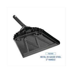 Boardwalk BWK04212EA 12 in. Wide Metal Dust Pan with 2 in. Handle - Black