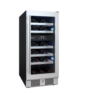 Avallon AWC151DBLSS 15 Inch Wide 23 Bottle Capacity Free Standing Wine Cooler with LED Lighting and Double Pane Glass