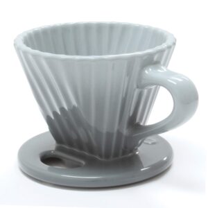 chantal "lotus" ceramic pour over coffee dripper, 8 ounces, fade grey