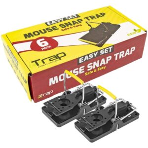 itrap easy set snap mouse traps w/bait cups, 6 pack simple deadly rodent pest control for home or office