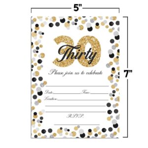 Confetti Polka Dot 30th Birthday Party Invitations, 20 5x7 Fill In Cards with Twenty White Envelopes by AmandaCreation