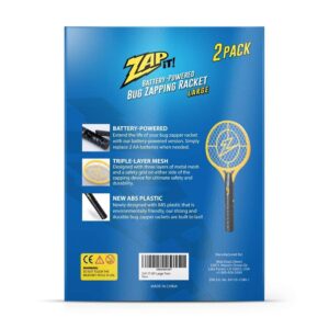 Zap It Bug Zapper Battery Powered (2xAA Included) Bug Zapper Racket, 3,500 Volt, 2 Pack