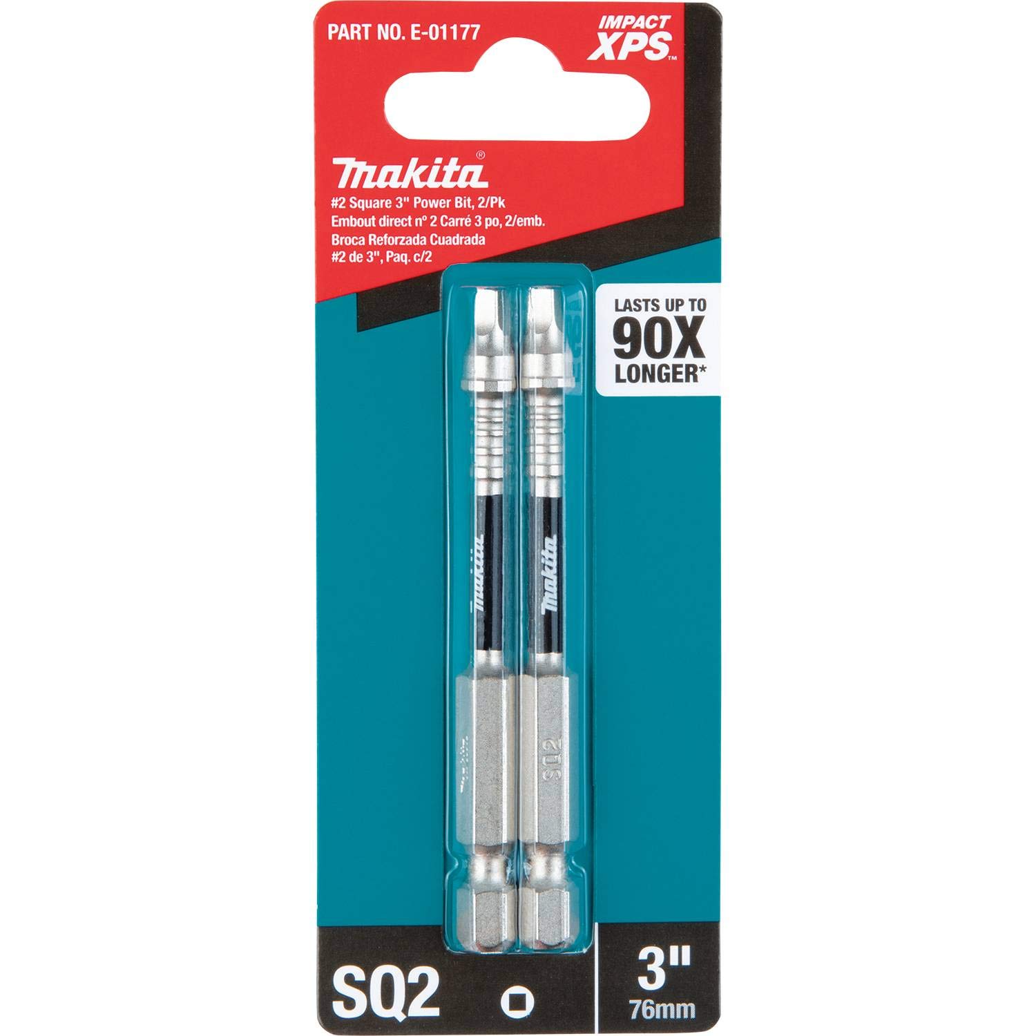 Makita E-01177 Impact XPS™ #2 Square 3" Power Bit, 2/pk