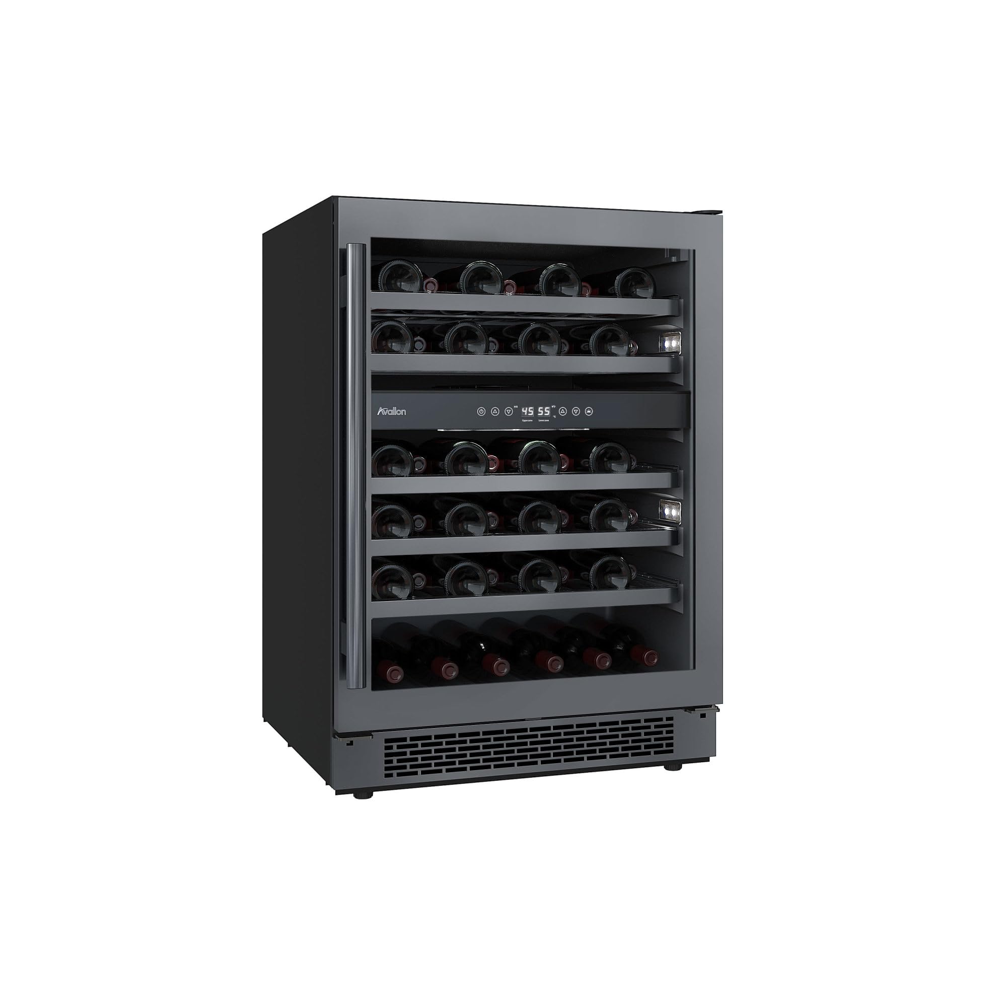 Avallon AWC241DBLSS 24 Inch Wide 46 Bottle Capacity Free Standing Wine Cooler with LED Lighting and Double Pane Glass