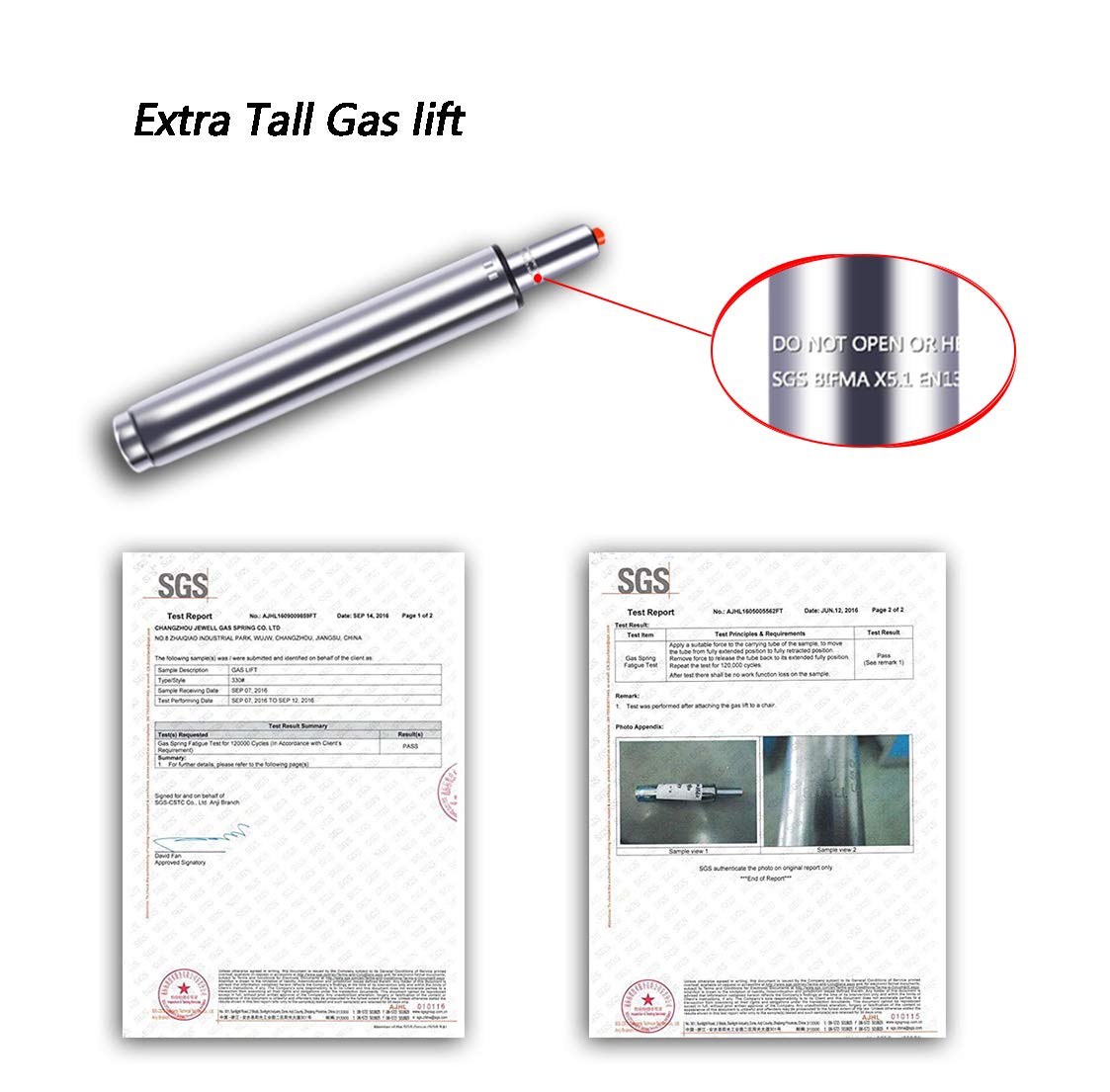 6.5" Long Stroke Adjustable Gas Lift Cylinder for Office Chair Stool Replacement, Tall Hydraulic Pneumatic Cylinder Shock Piston Universal Size Heavy Duty