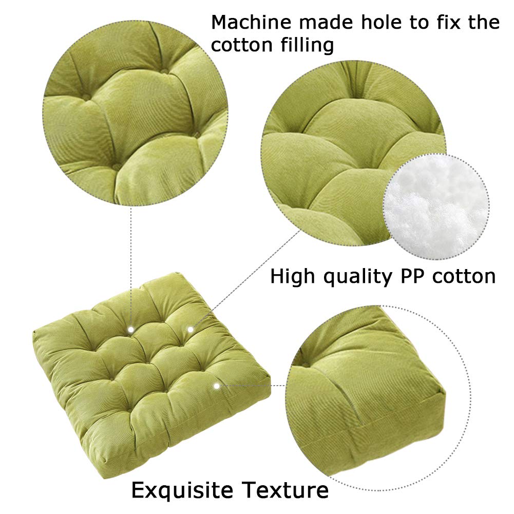 Tiita Round Chair Cushions 22"x22" Indoor/Outdoor Floor Pillows Cushion for Patio Furniture Seat Pads Meditation Pillow for Yoga Living Room Sofa Balcony Set of 2, Green