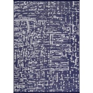 Beverly Rug Abstract Outdoor Rugs 6x9 Waterproof Reversible Plastic Straw Rug Outdoor Carpet, Outside Mat for Patio, Camping, Picnic, Porch, Deck, RV, Beach, Pool, Blue and White