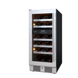 Avallon AWC151DBLSS 15 Inch Wide 23 Bottle Capacity Free Standing Wine Cooler with LED Lighting and Double Pane Glass