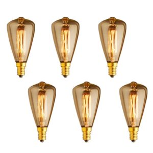 vintage edison light bulbs dimmable, e12 40w st48 candelabra incandescent bulbs, 2200k amber warm st48 squirrel cage lights warm decorate restaurant coffee shop kitchen, 110v (6-pack)