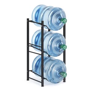 water bottle storage organizer 5 gallon water bottle jug holder rack, 3-tier stackable water dispenser stand for office kitchen lobby foyer, black