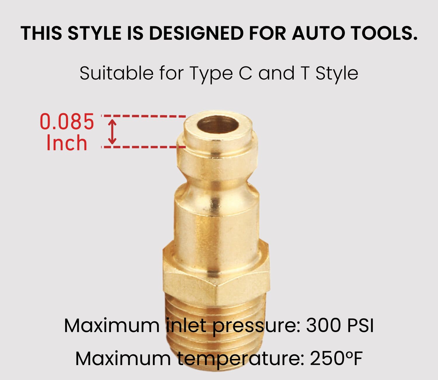 Brass 1/4 Inch NPT Male Automotive Type C, Air Hose Quick Connect Adapter, Air Coupler and Plug Kit, Air Compressor Fittings, 10pcs (Male NPT)