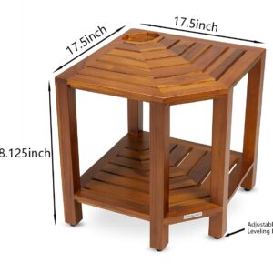 TeakCraft Teak Corner Shower Bench with Basket 17.5 Inch, Fully Assembled. The TeakRa