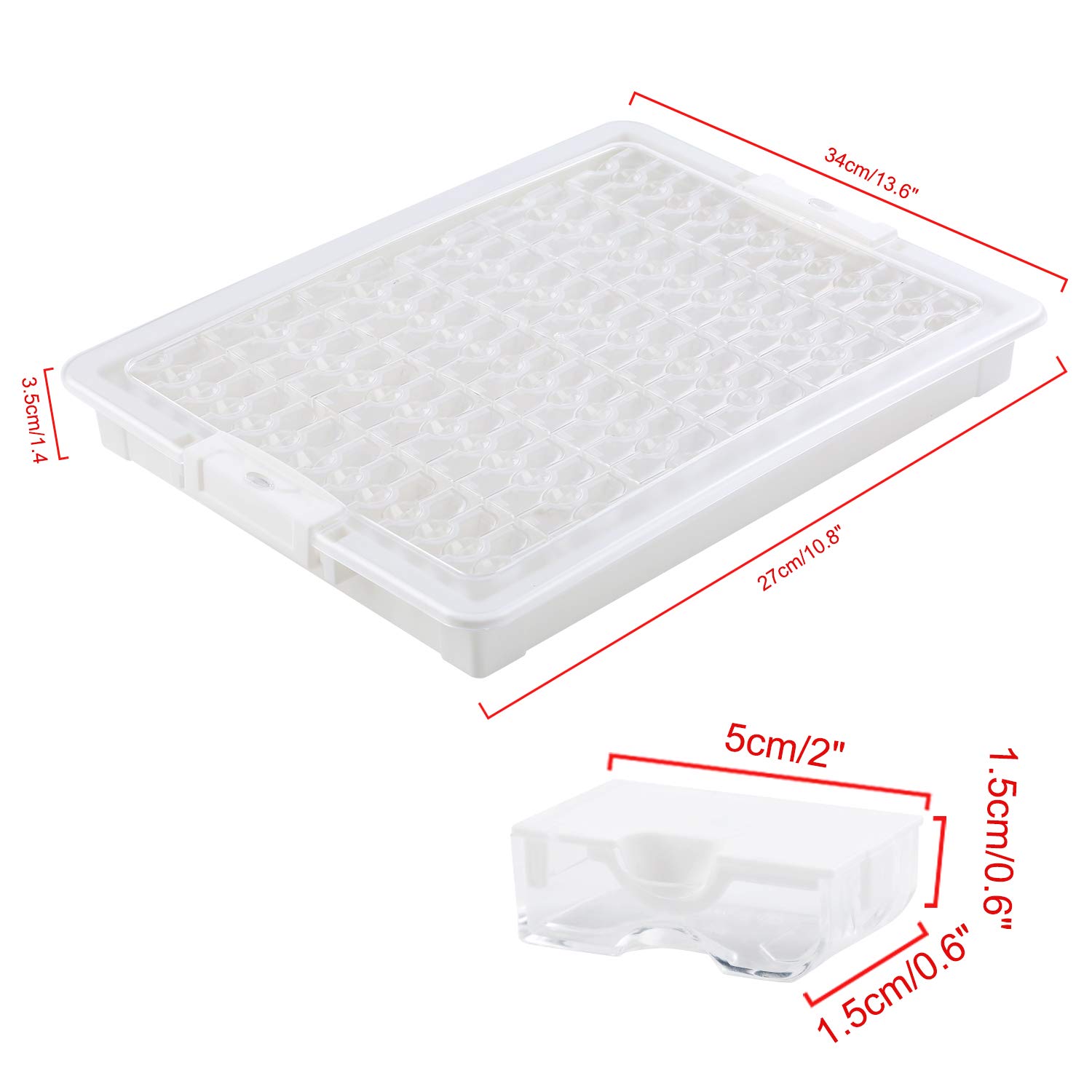 Diamond Bead Storage System, 78 Pcs Removable Clear Plastic Painting Drill Organizer with Snap Shut Lid for Nail Art Rhinestone Jewelry DIY Diamond Cross Stitch Tools and Other Small Items (White)