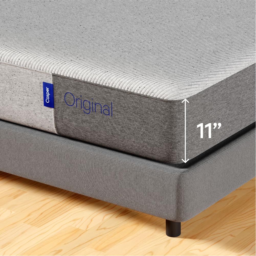 Casper Sleep Original Foam, King Size Mattress with Zoned SupportTM - Medium Firm Memory Foam Bed in a Box - 100-Night Trial - 10 Year Warranty - CertiPUR-US Mattress, Light Grey