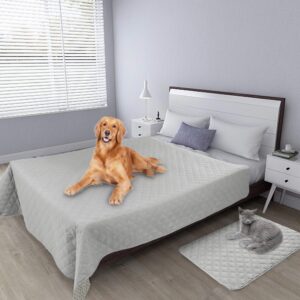 Easy-Going 100% Waterproof Dog Bed Cover, Non-Slip Pet Blanket for Furniture, Washable Couch Cover, Repleasement Sofa Cover (52X82 in,Light Gray)