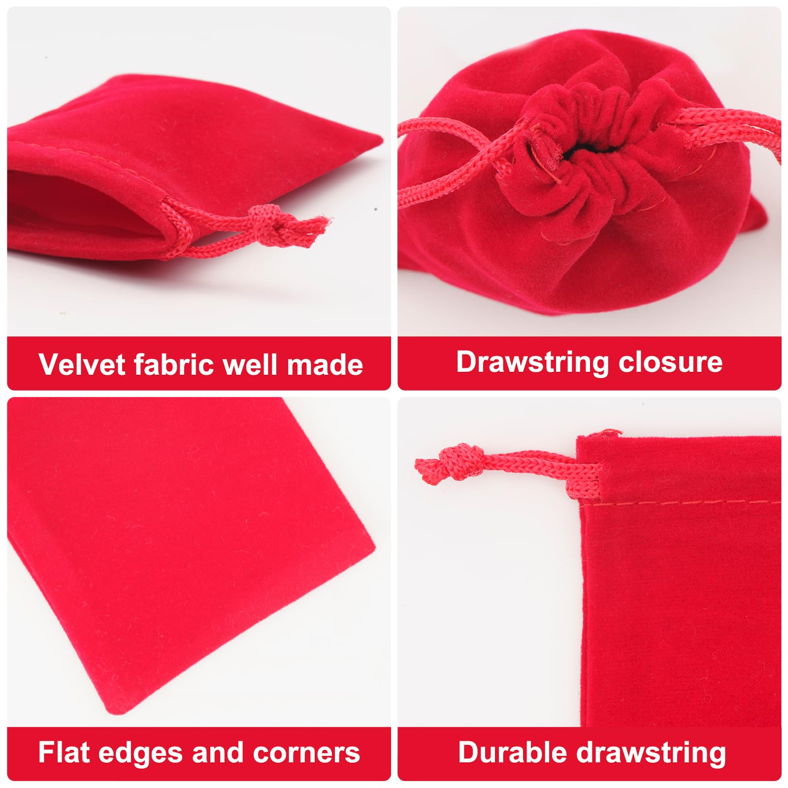 G2PLUS Small Velvet Jewelry Pouches, 20PCS Small Velvet Gift Bags with Drawstring, Red Velvet Gift Bags, Christmas Gift Bags for Wedding Favors, Candy Bags, Party Favors (2.75''x3.54'')