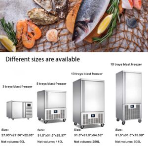 Kolice Commercial 3 Trays Blast Chiller, Blast Freezer, Chest Freezer, Batch Freezer for Hard ice Cream, Chicken, Fish, Dessert, Pastry, etc. -31°F