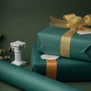 RUSPEPA Green Kraft Wrapping Paper - 81.5 Sq Ft Heavyweight Paper for Wedding,Birthday, Shower, Congrats, and Holiday - 30 inches x 32.8 feet Per Roll