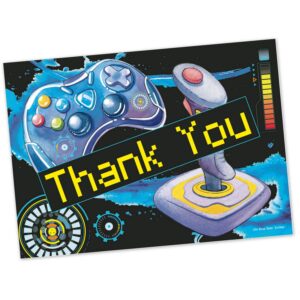 Video Game Birthday Party Thank You Cards for Boys - Game Truck Party Thank You Notes (20 Count with Envelopes) Kids Arcade Gamer Fill in The Blank Gaming Thanks Template - Video Game Party Supplies