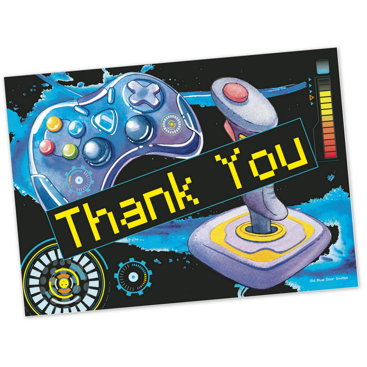 Video Game Birthday Party Thank You Cards for Boys - Game Truck Party Thank You Notes (20 Count with Envelopes) Kids Arcade Gamer Fill in The Blank Gaming Thanks Template - Video Game Party Supplies