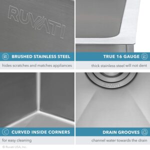 Ruvati 12 x 18 inch Undermount Bar Prep Tight Raduis 16 Gauge Kitchen Sink Stainless Steel Single Bowl - RVH7112