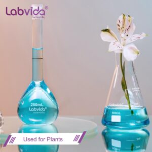 Labvida 4pcs of Vol.500ml Narrow Mouth Glass Erlenmeyer Flasks,3.3 Borocilicate with Printed Graduation, LVC004