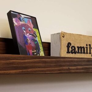 Farmhouse Rustic Wooden Picture Ledge Shelf, Available in 20 Colors, 11 Sizes, Shown in Jacobean - Floating Shelf, Rustic Shelf, Open Shelving, Nursery Shelf, Floating Shelves, Modern Farmhouse