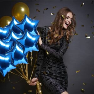 10pcs Star Shape Foil Mylar Helium Balloon 18" Balloon Birthday Party Decoration Foil Balloons,Wedding,Baby Shower Decor - Blue