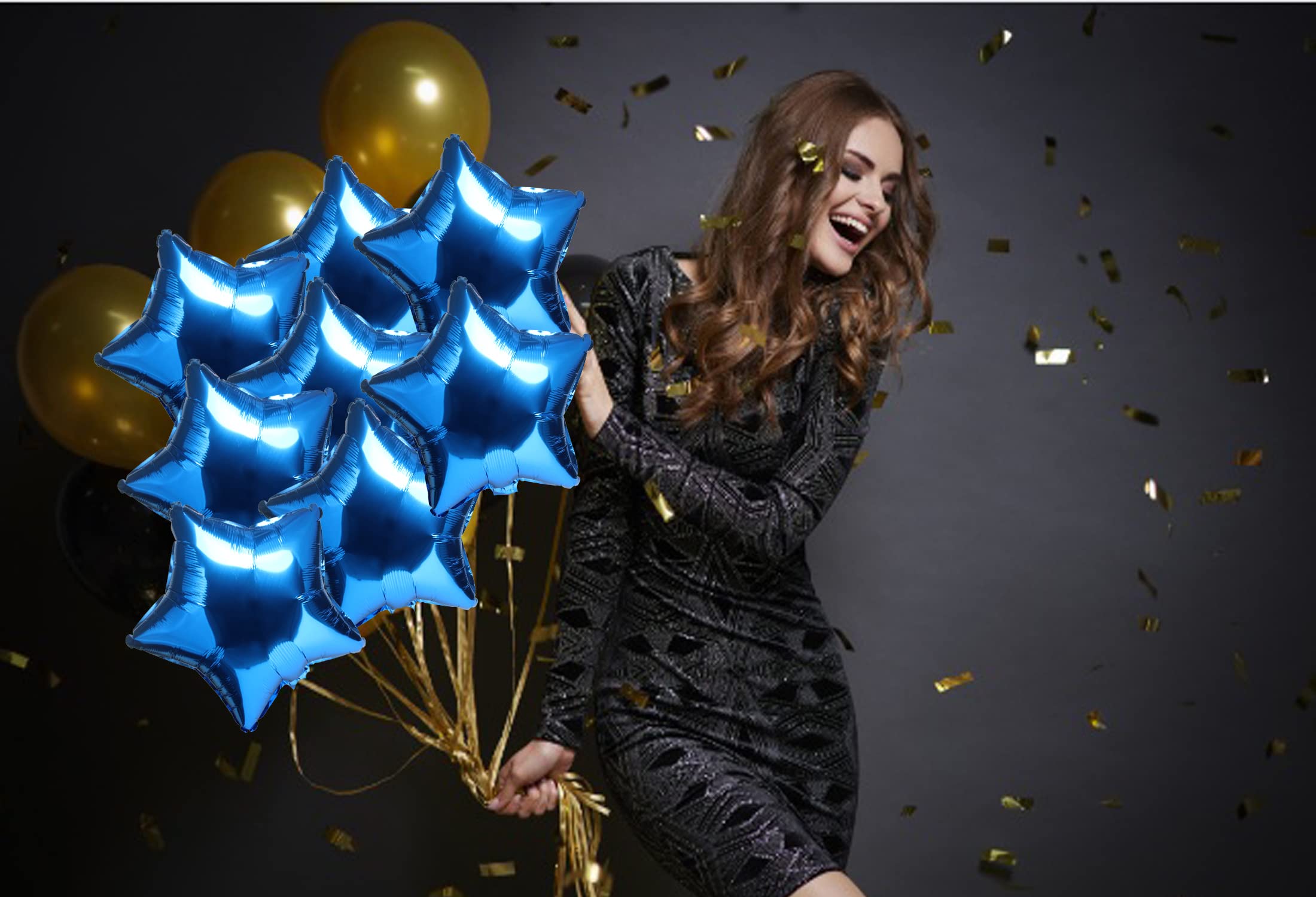 10pcs Star Shape Foil Mylar Helium Balloon 18" Balloon Birthday Party Decoration Foil Balloons,Wedding,Baby Shower Decor - Blue