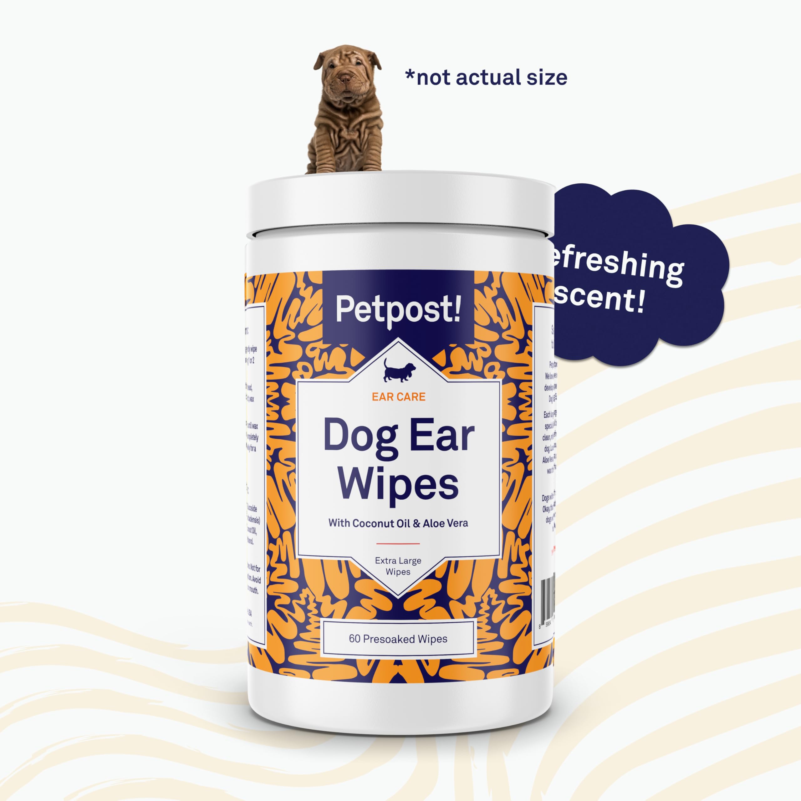 Petpost | Large Dog Ear Cleaner Wipes - Ultra Soft XL Cotton Pads in Coconut Oil Aloe Solution - Remedy for Dog Ear Rinse & Cleanser 60 ct.