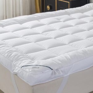 extra thick mattress topper queen bed size.breathable cooling mattress pad cover.100% cotton pillow top quilted mattress protect bed mattress topper.1400gsm soft down alternative fill (60 * 80'')