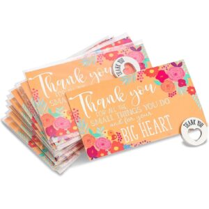 Juvale Set of 12 Tokens of Appreciation for Employees with Floral Thank You Cards Combo for Staff Work Gifts (0.75" Diameter)