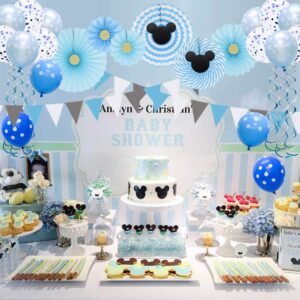 Meiduo Mouse Birthday Party Supplies Blue Baby Shower Decorations for Boy Room Decor Classroom Decoration