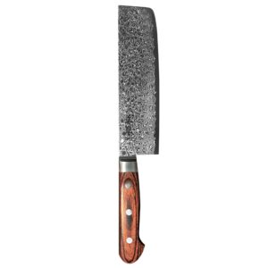 MASAMOTO ZA Japanese Nakiri Knife 6" Professional Damascus Vegetable Knife, ZA-18 Clad 69 Layers Japanese Stainless Steel Blade, Mahogany Pakkawood Handle, Made in JAPAN -Tokyo Exclusive Edition-