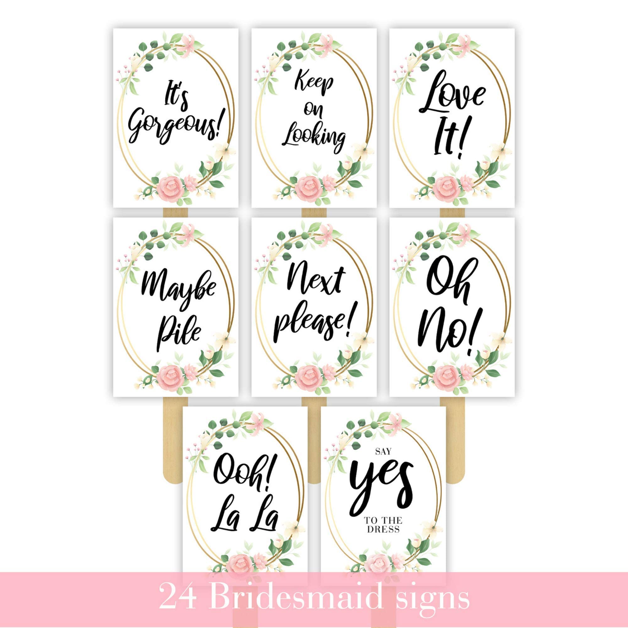 PureRejuva Wedding Dress Shopping Signs Paddles - Say yes to the Dress Props – Ideal for Bridal Dress Shopping Fun with your Bridesmaids (25 Pieces)