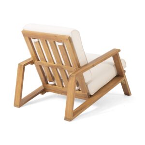 Christopher Knight Home Earlean Outdoor Club Chairs with Cushions (Set of 2), Teak Finish, Beige