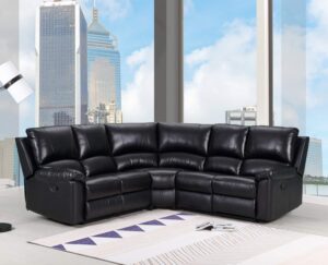 homeroots black faux leather power reclining l shaped corner sectional